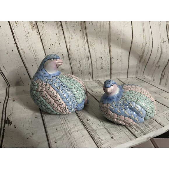 Accents | Vintage Porcelain Ceramic Birds 2 Partridge Quail Pink Blue ...